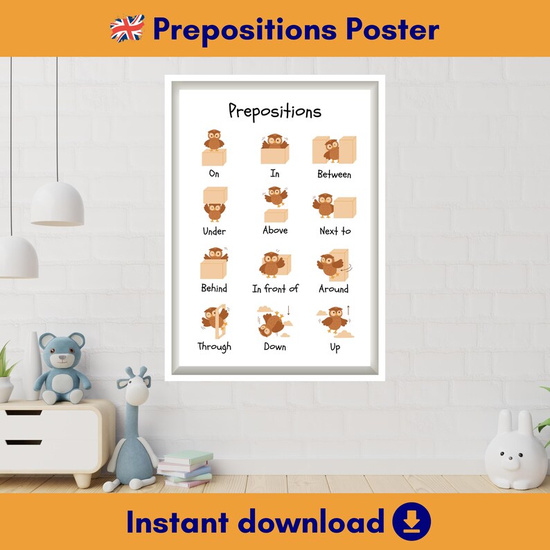 Prepositions Poster, Homeschool Print, Montessori Downloadable Prints ...