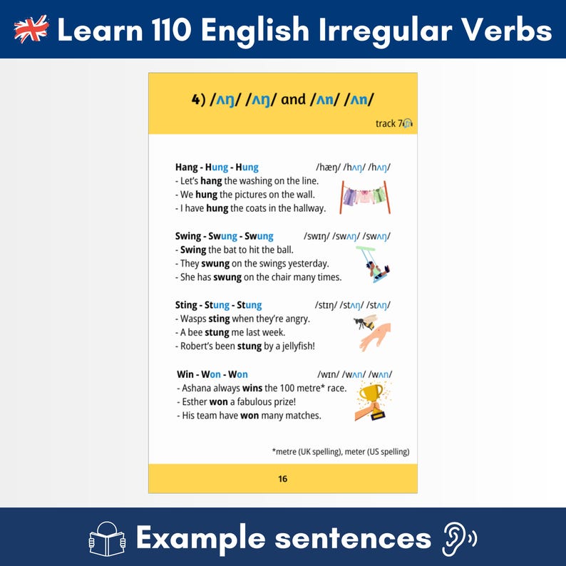 Learn 110 English Irregular Verbs - Book and Audio, English Grammar ...