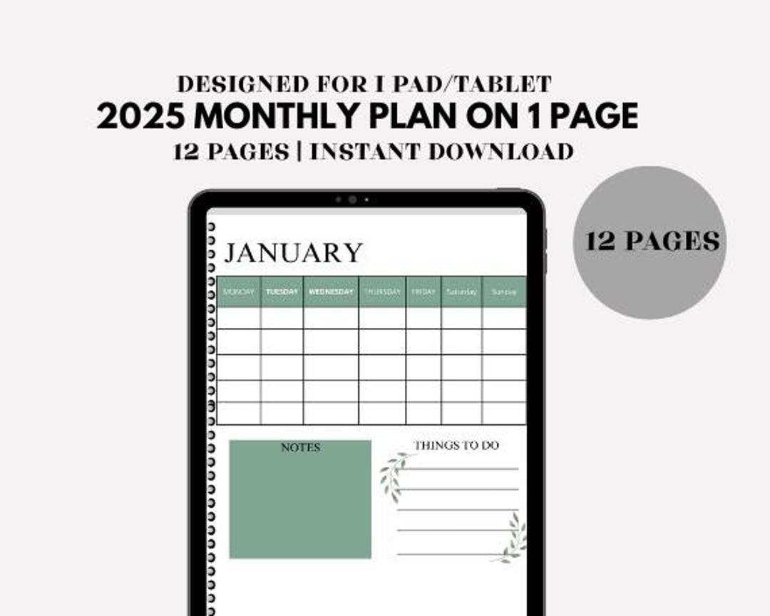 2025 Digital Planner | Printable Monthly Calendar | Aesthetic PDF ...