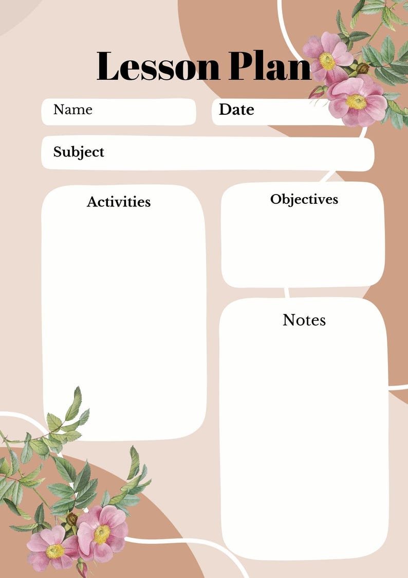 Printable Lesson Plan Template | Digital Teacher Planner | Homeschool ...