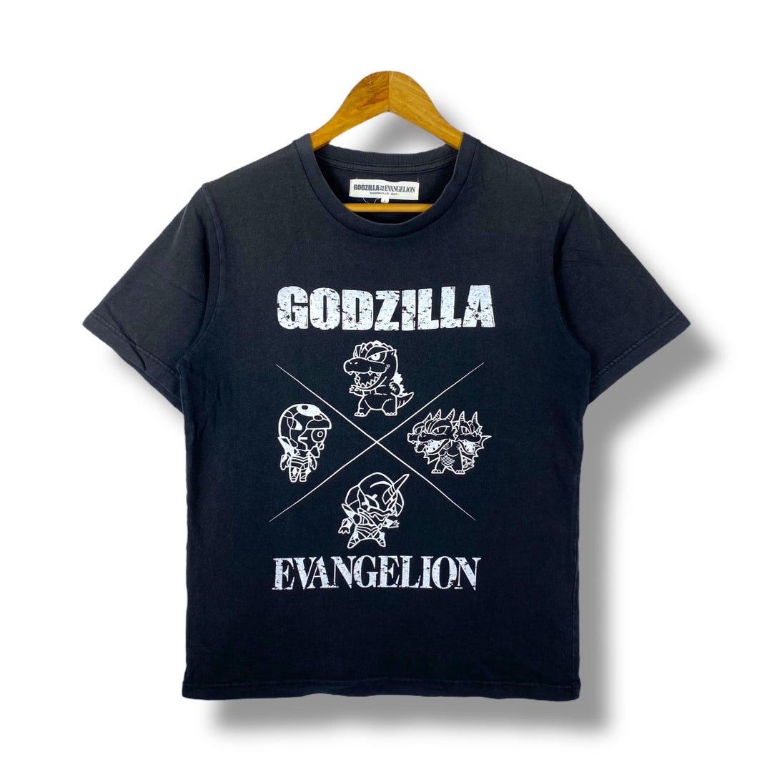 Rare!! GODZILLA X EVANGELION Anime Movie Graphic Tee Shirt Large Fits ...