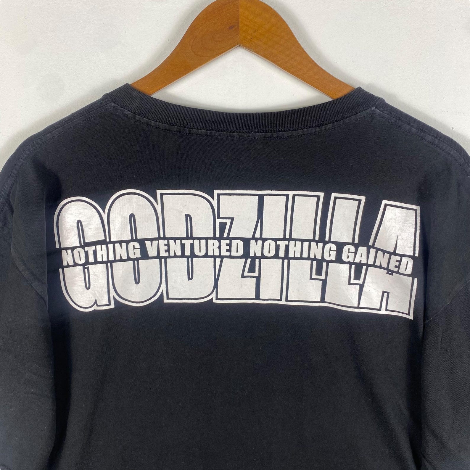 Rare!! GODZILLA Nothing Ventured Nothing Gained Big Graphic Tee Shirt 4 ...