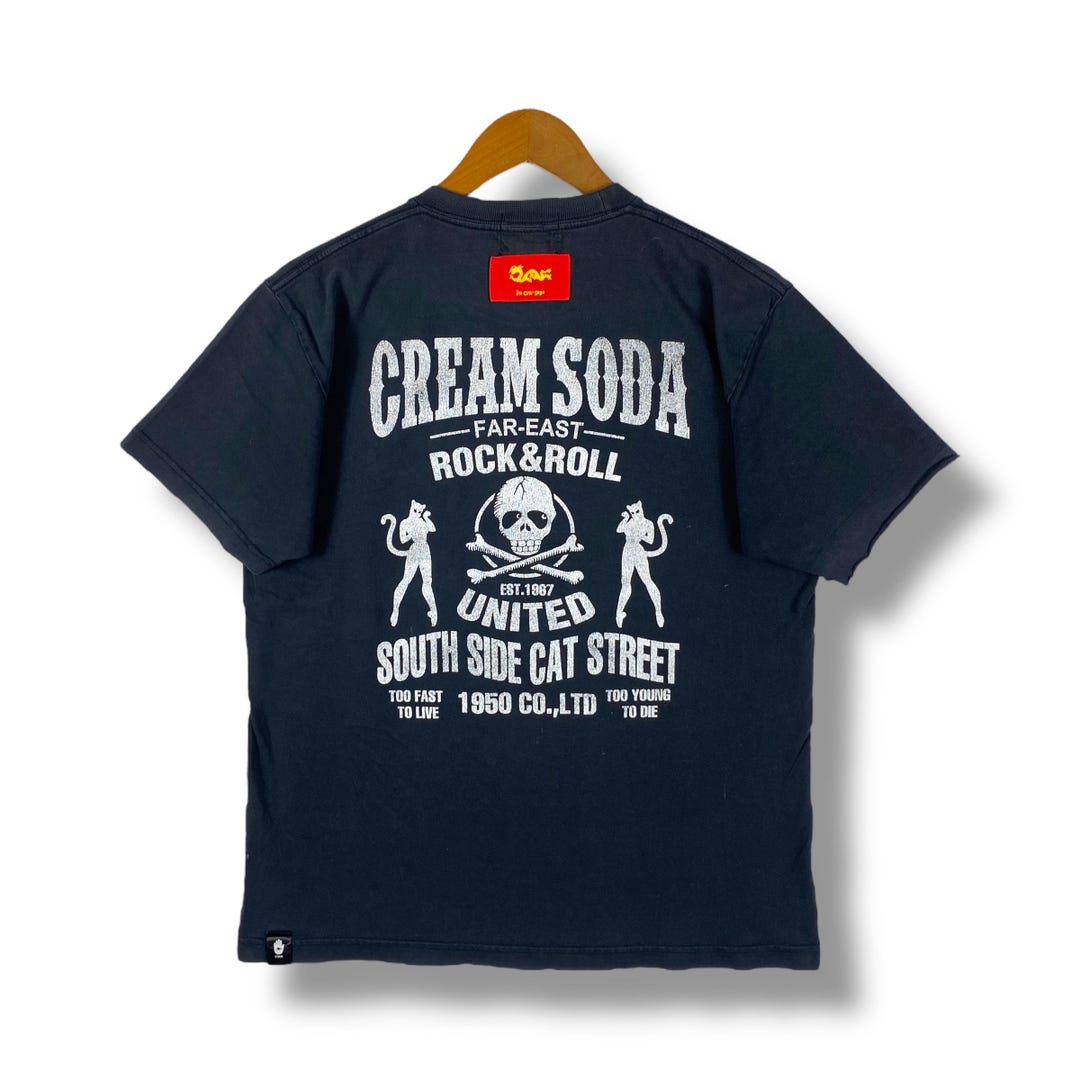 Rare!! Vintage 00's CREAM SODA Graphic Punk Gothic Tee Shirt Medium ...