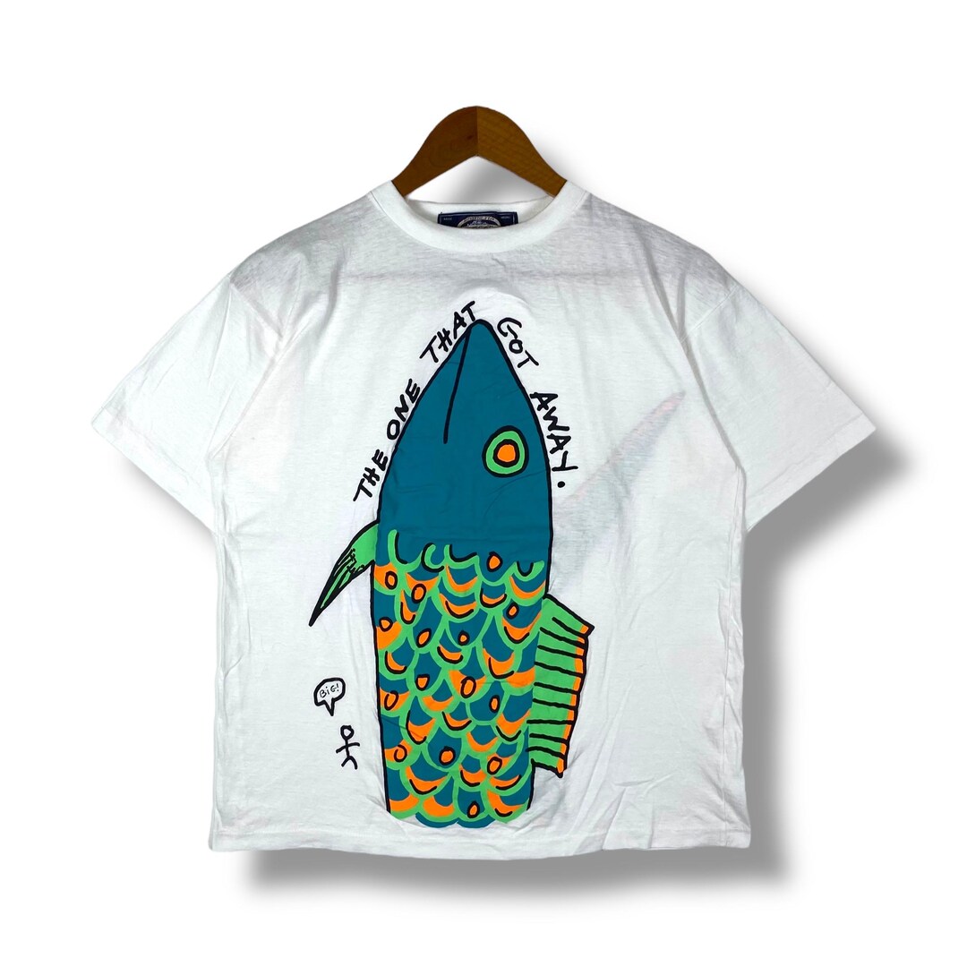 Vintage 90s Fish Graphic Tee - Art of Travel - Medium - Etsy