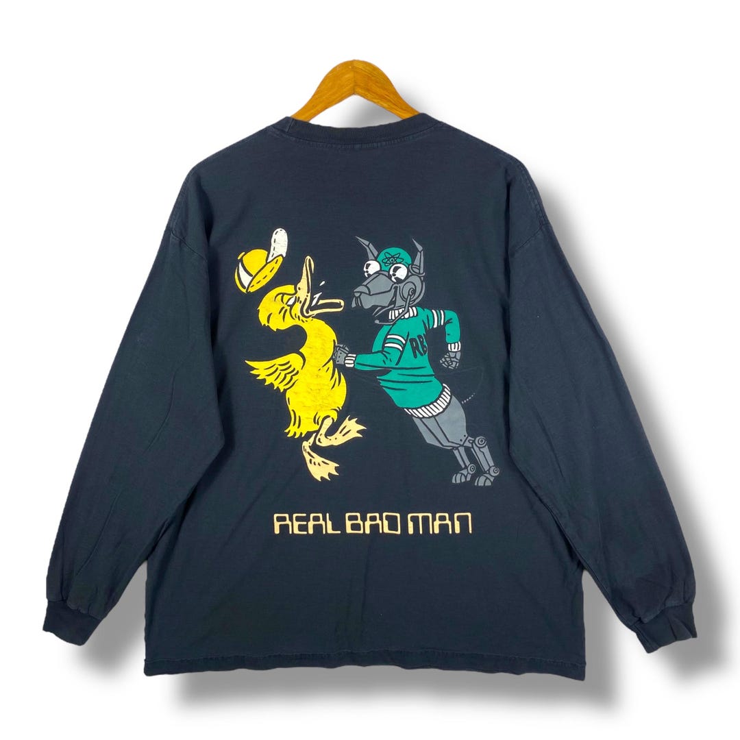 Rare!! REAL BAD MAN Graphic Longsleeve Pocket Tee Shirt Extra Large ...