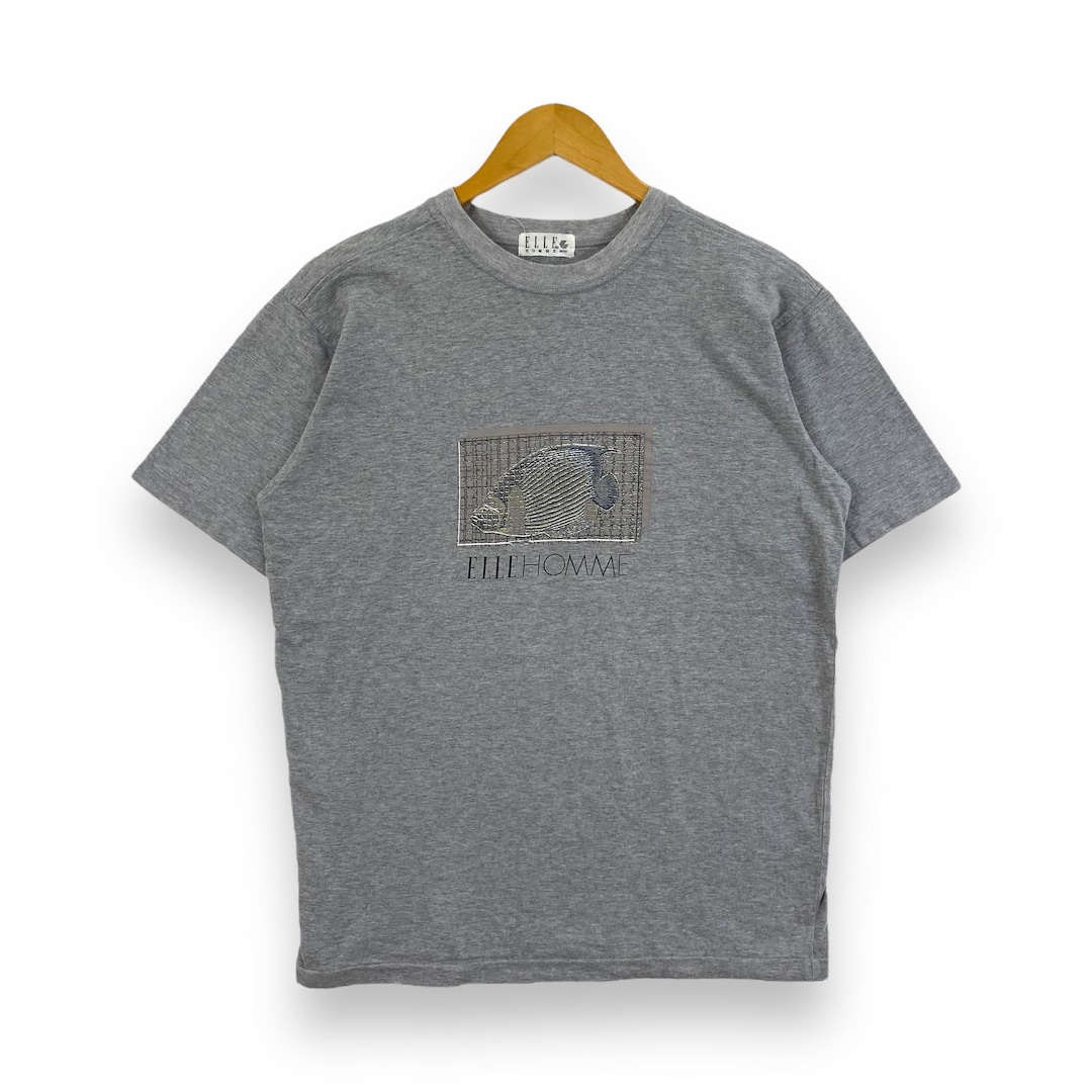 Rare!! Vintage 90's ELLE HOMME PARIS Fish Graphic Art Tee Shirt Medium ...