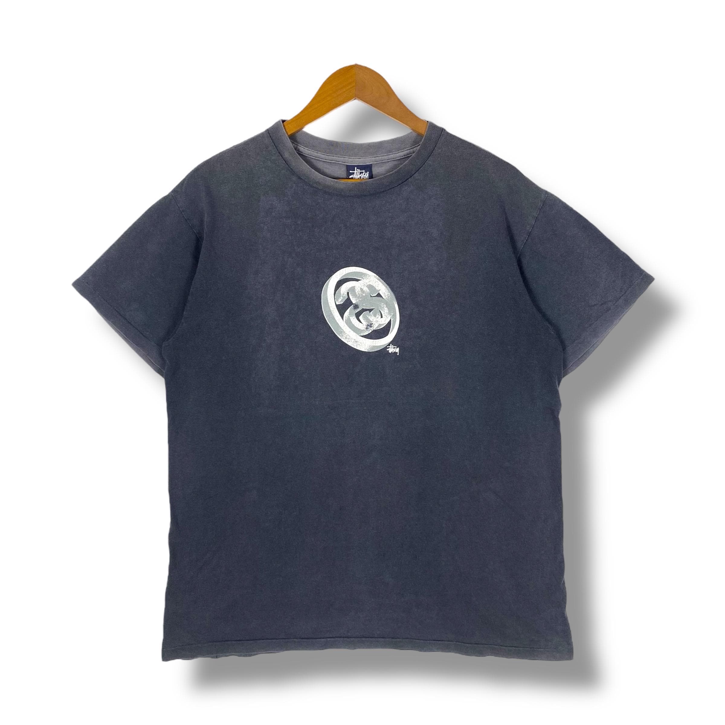 Rare!! Vintage 90's STUSSY Center Logo Crazy Faded Tee Shirt Large Size ...