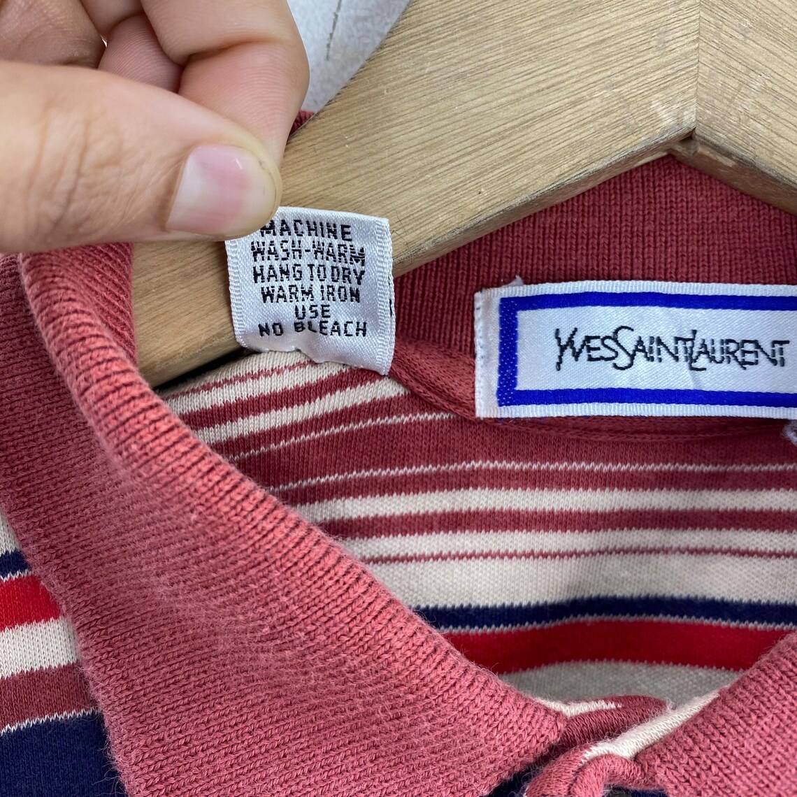 Rare Vintage 90's YVES SAINT LAURENT Small Embroidery Logo Striped Polo ...