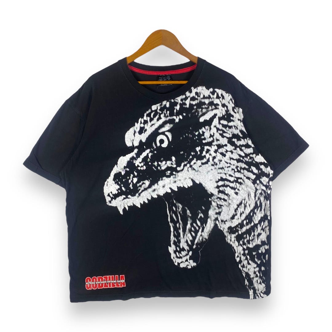 Rare!! GODZILLA Nothing Ventured Nothing Gained Big Graphic Tee Shirt 4 ...