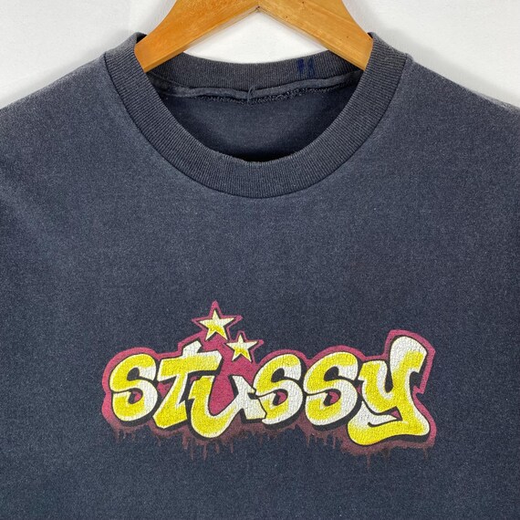 Rare!! Vintage STUSSY HAZE Graffiti Spellout Faded Bl… - Gem