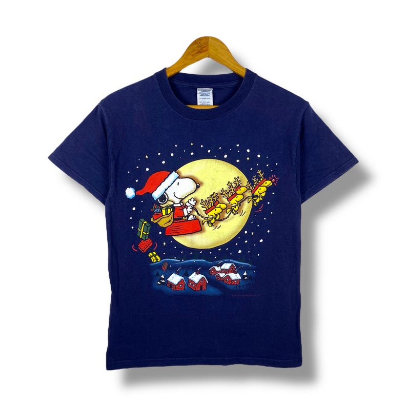 Rare!! Vintage PEANUTS Santa Claus Cartoon Graphic Tee Shirt Small Size ...