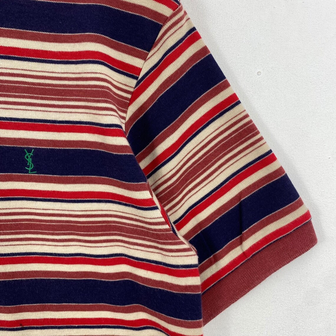 Rare Vintage 90's YVES SAINT LAURENT Small Embroidery Logo Striped Polo ...