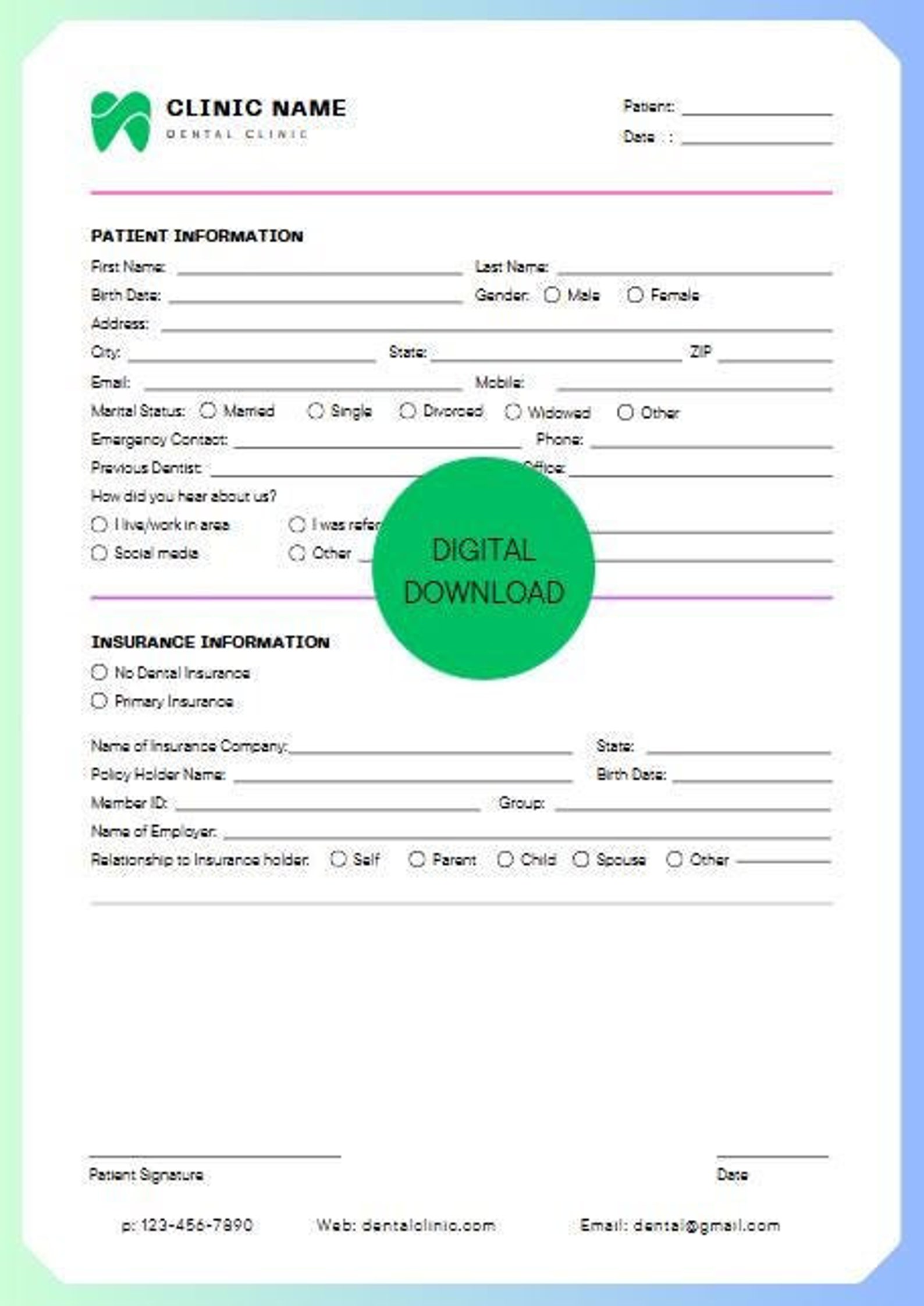 Client Information Printable Editable Canva Template PDF A4 A5 US ...