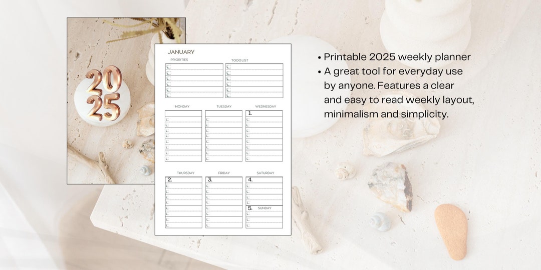 Weekly 2025 Planner, Weekly Planner, 2025 Planner, Printable Planner ...