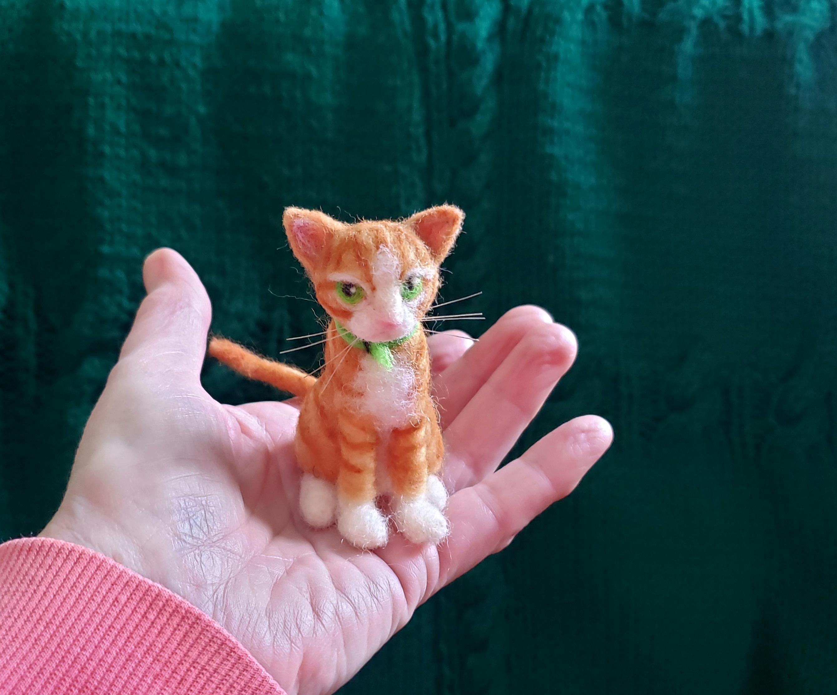 Needle Felted Miniature Orange Tabby Cat - Etsy