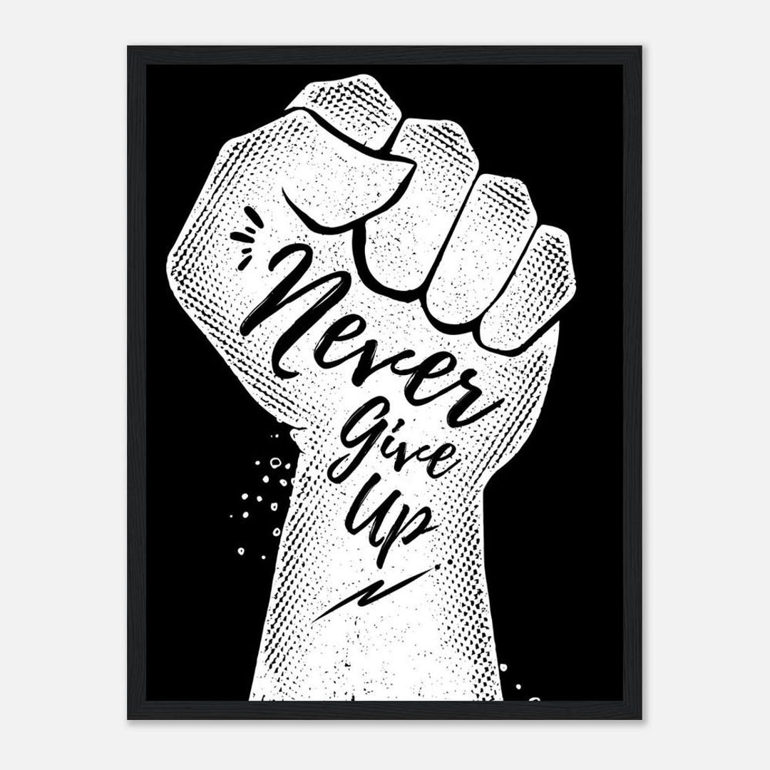 Motivational Wall Art Gift Quote Poster Art Decoration Never Give up ...