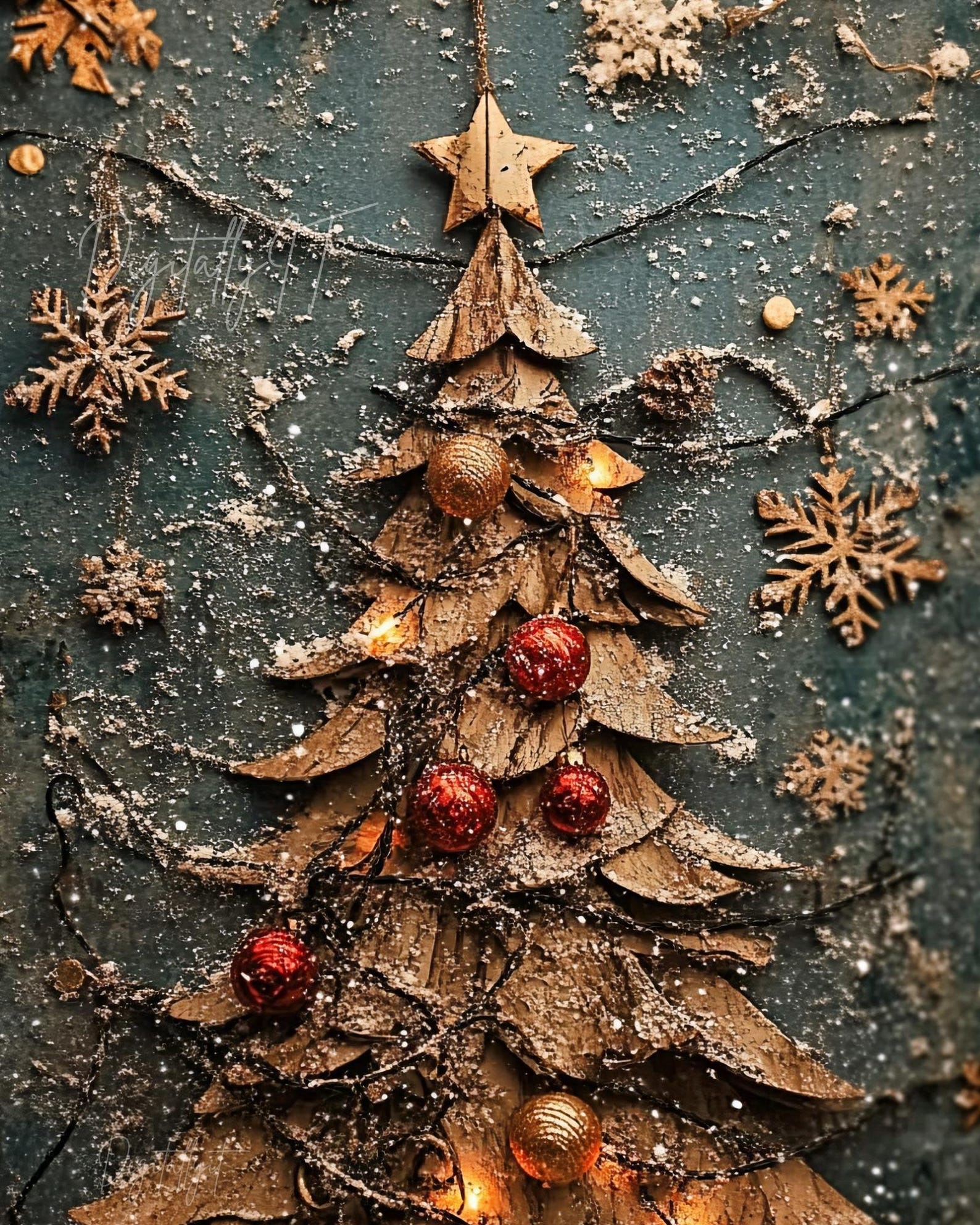 Rustic Christmas Tree Digital Art - Etsy