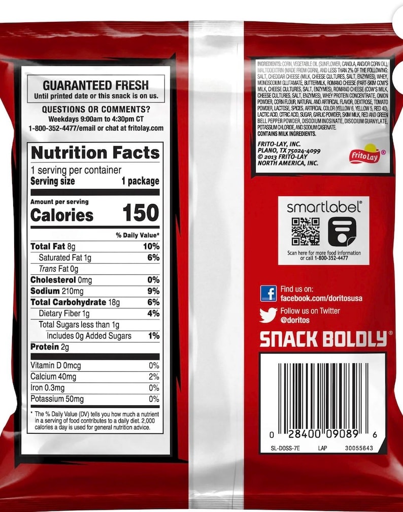 10 Packs Doritos Tortilla Chips, Nacho Cheese, 1 Oz Bag - Etsy