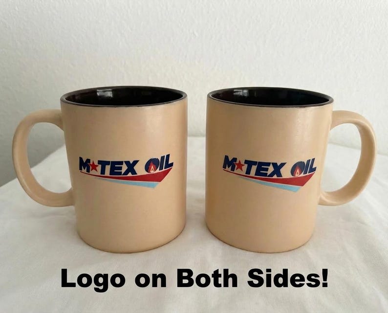 Hand Finished Ceramic Mug, M-tex Oil Logo, Rustic Landman Cup (11oz) - Etsy
