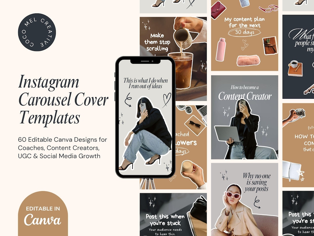 Instagram Carousel Covers, UGC Canva Templates (60 Editable) - Etsy