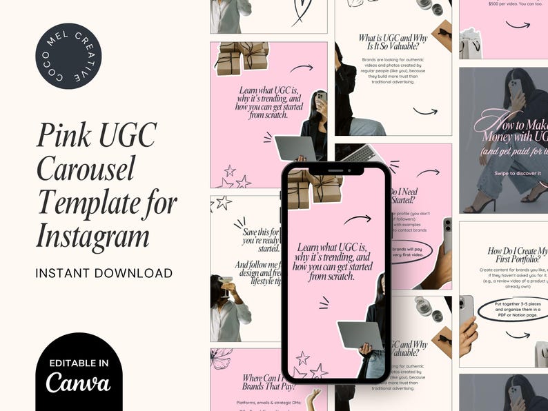 Pink Carousel Instagram Templates: Editable Social Media Canva Design ...