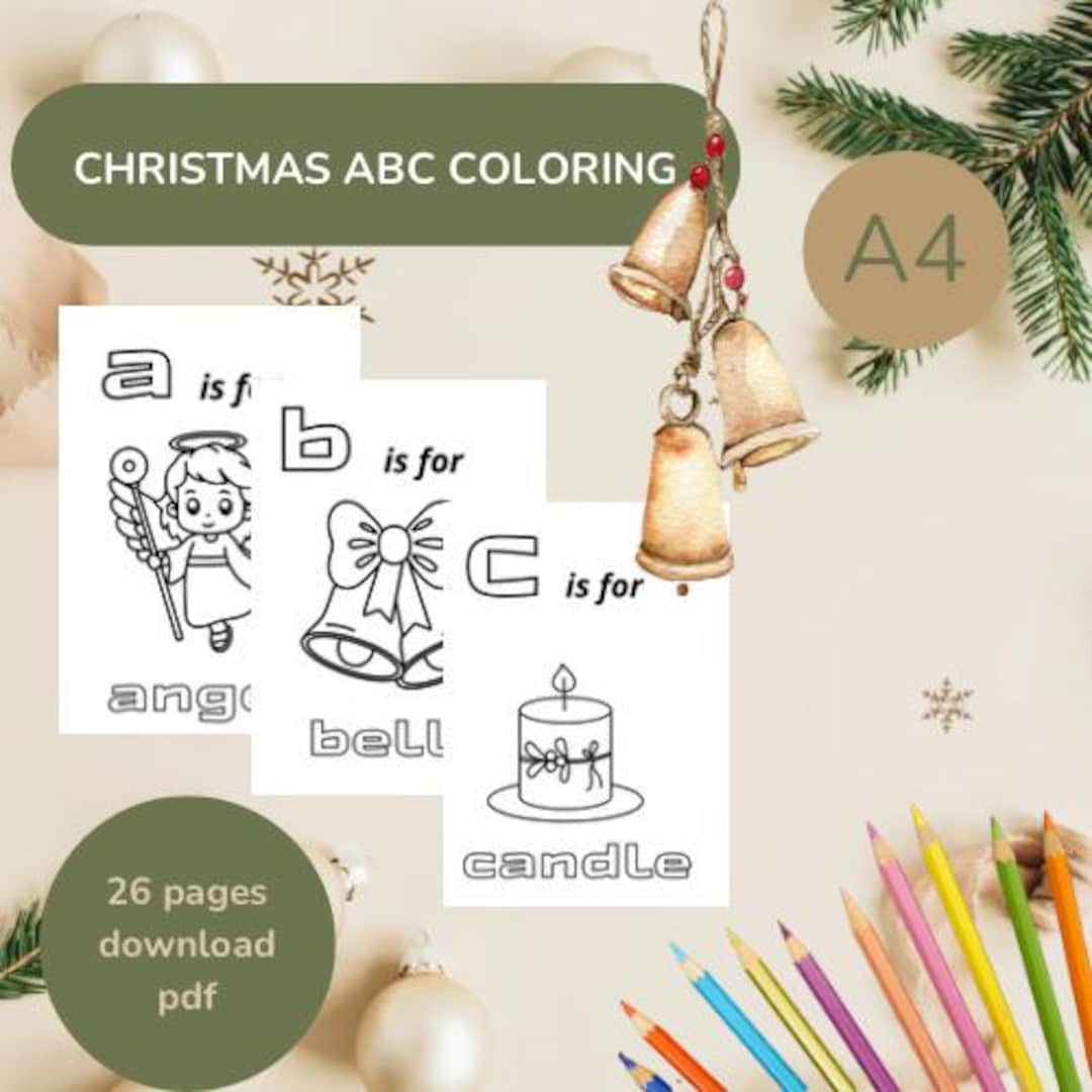Christmas ABC Coloring Book Toddlers Colorbook Printable Christmas ...
