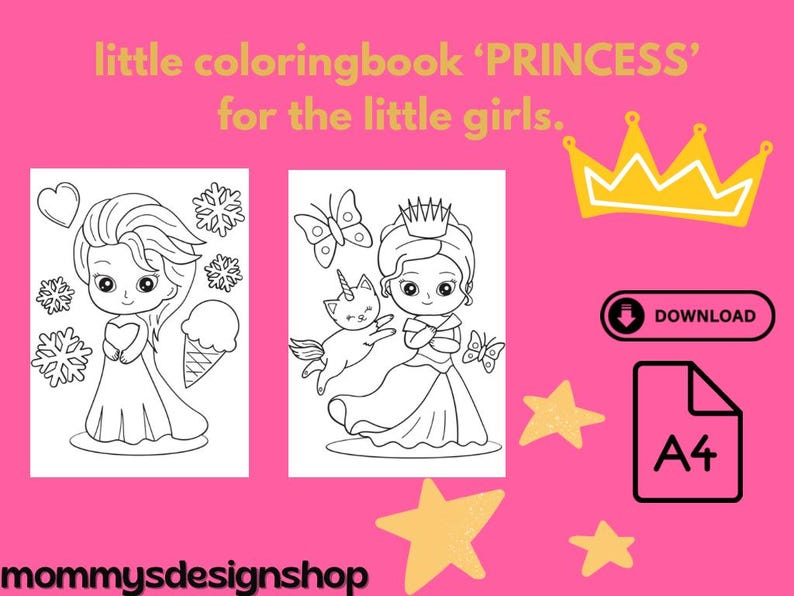 Princess Coloring |coloring Book Princess |coloring Page Girls |holiday ...