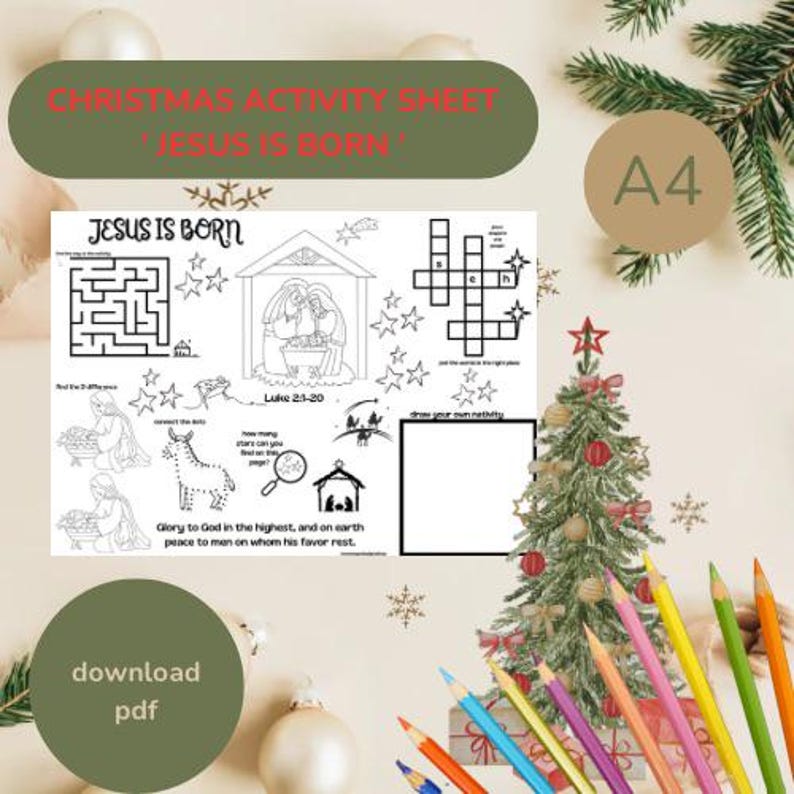 Christmas Activity Sheet | Children Church Christmas | Christmas ...