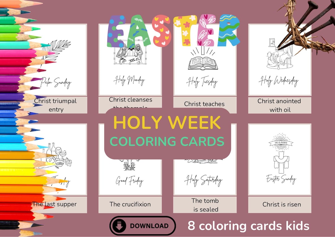 HOLY Week Easter Story | Coloring Cards Jesus is Risen Story ...