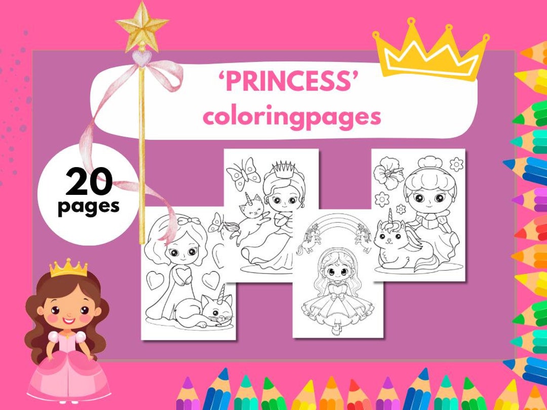 Princess Coloring |coloring Book Princess |coloring Page Girls |holiday ...