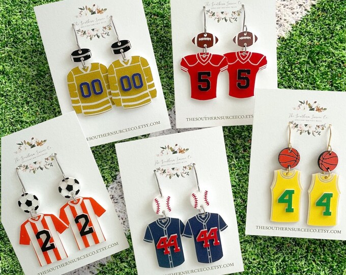 Football Jersey Earrings, Football Team Color Earrings, Game Day ...