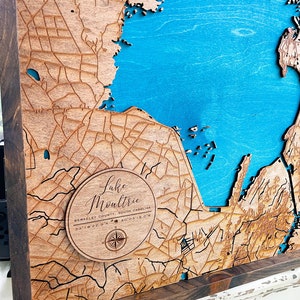 Framed Wood Map | Laser-engraved Lake Map | Lake Moultrie | South ...