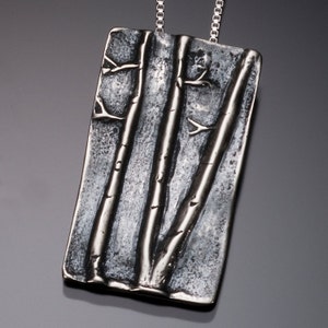 Sterling Silver Aspen Grove Pendant • Handcrafted Tree Necklace ...