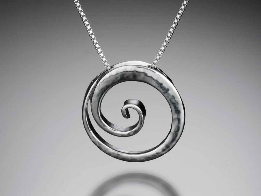 Sterling Silver Wave Pendant in Hammered Texture - Etsy