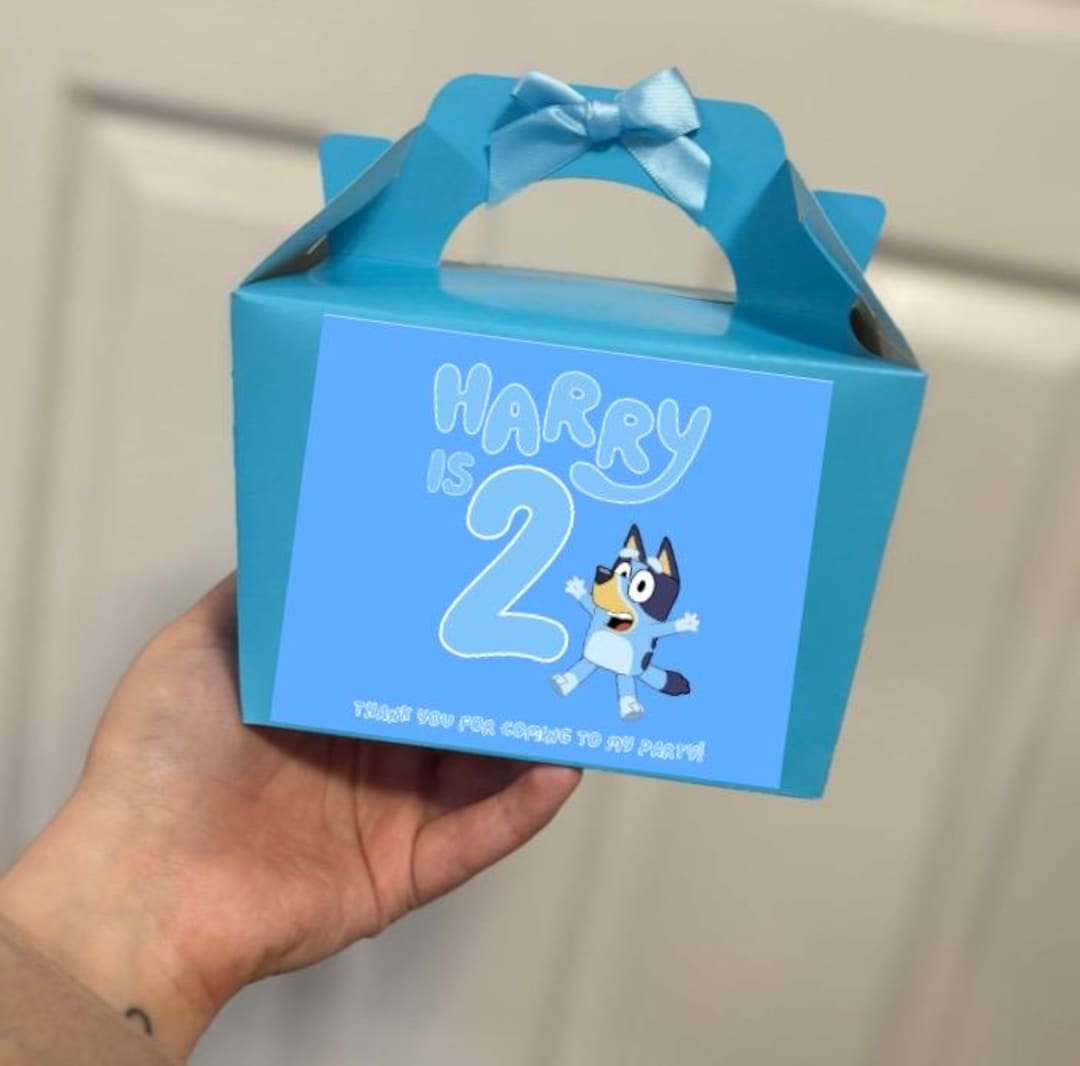 Childrens Party Box BLUE Y Personalised Kids Party Box Picnic Box Party ...