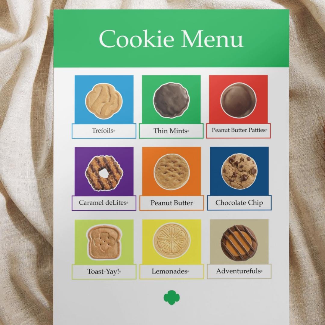 2025 Girl Scout Cookie Menu (ABC Cookies) | Downloadable Cookie Menu ...