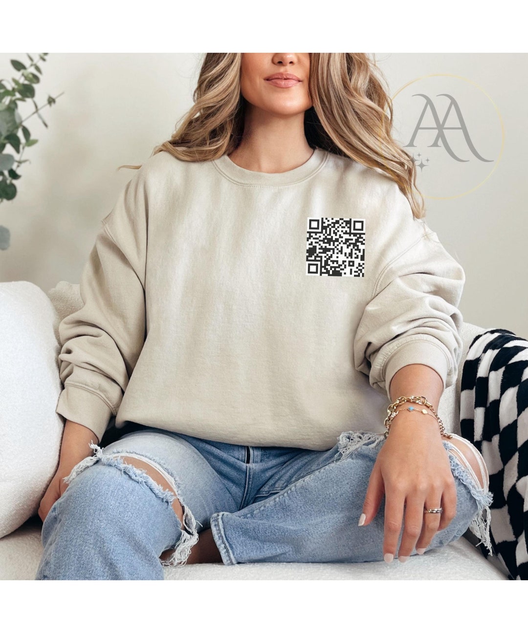 Personalized QR Code Sweatshirt, Funny Gift for Him or Her, Custom QR ...