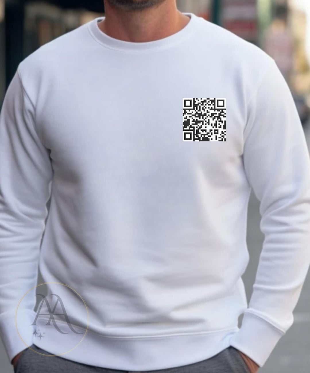 Personalized QR Code Sweatshirt, Funny Gift for Him, Custom QR Code ...