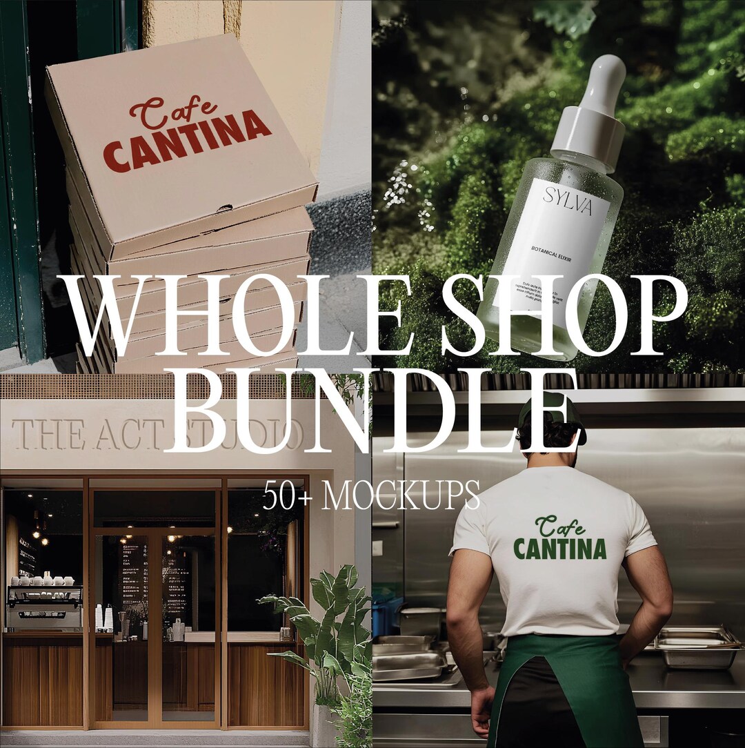 Whole Shop Bundle Mockup, Logo Storefront Bundle, Cosmetic Mockup ...