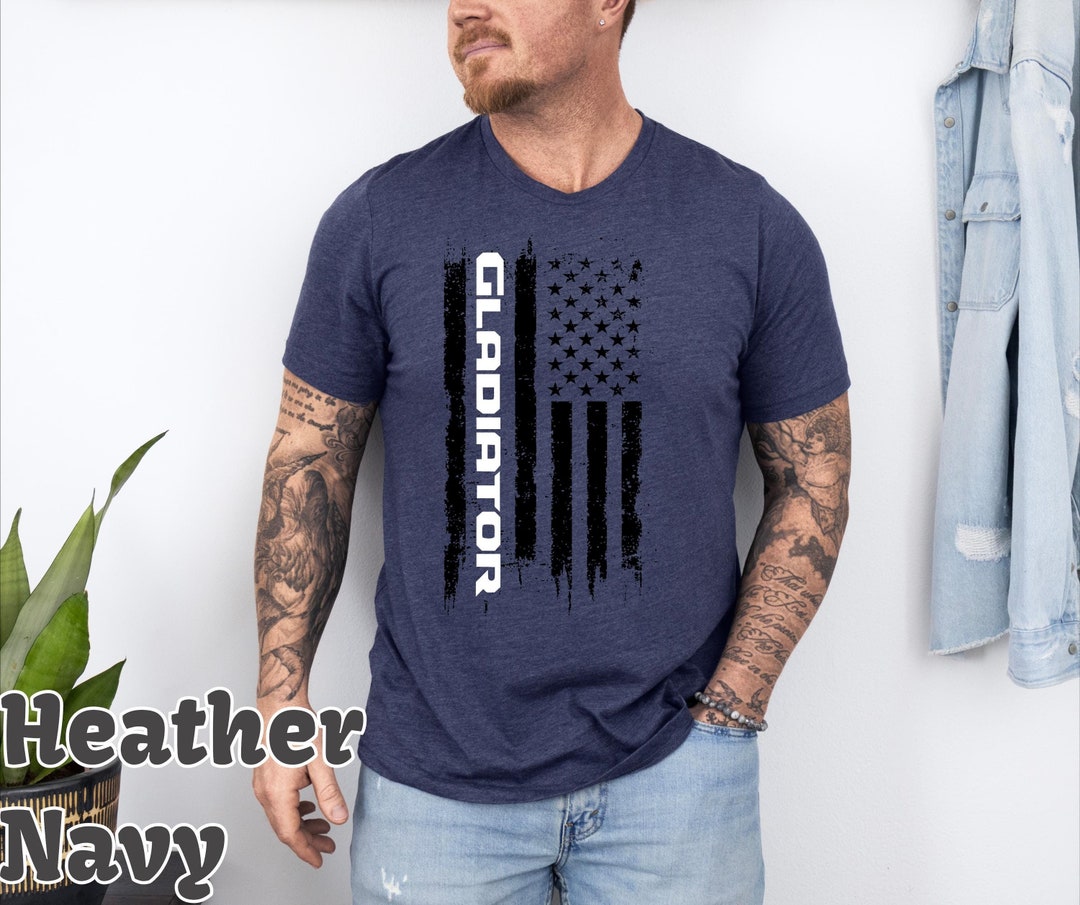 American Flag Gladiator T-shirt - Distressed Graphic Tee, Unisex Fit ...