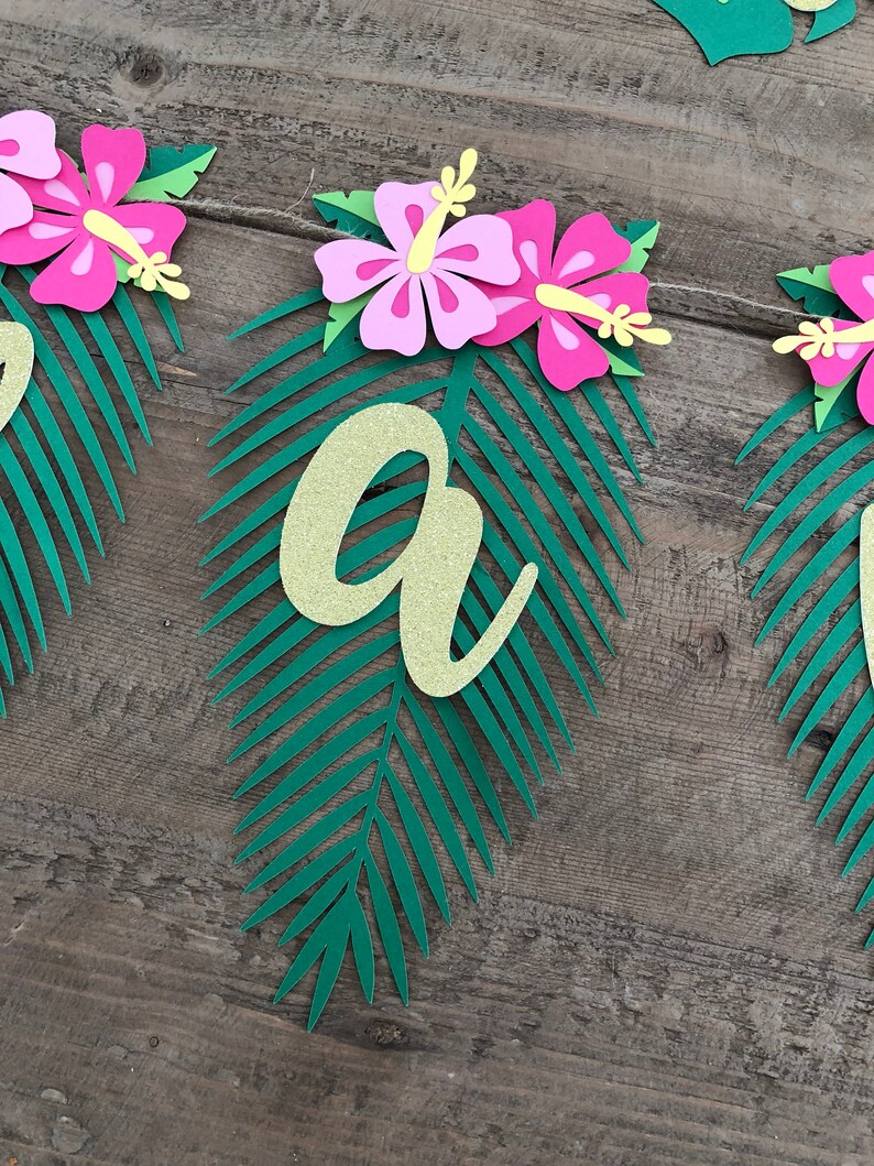 Tropical Birthday Banner, Happy Birthday, Tropical Party Decor ...