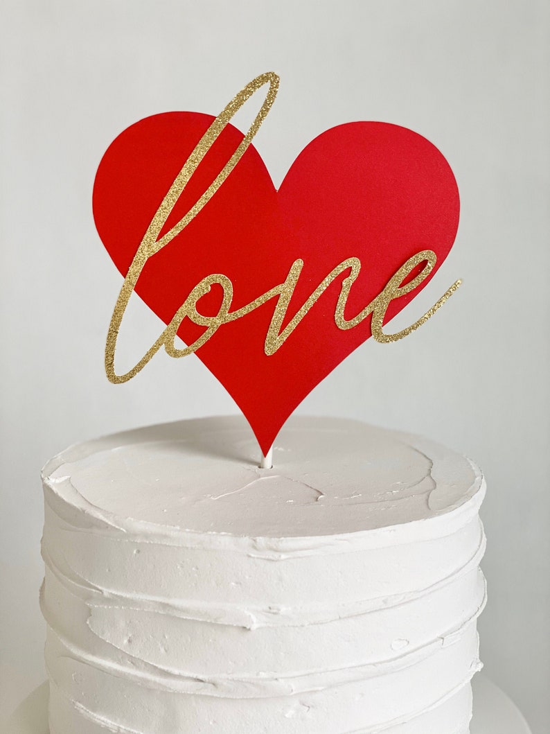 Topper de pastel de corazón, topper de pastel de novia, topper de ...