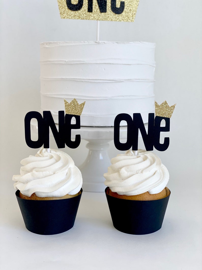 One Cupcake Toppers With Gold Crown for First Birthday, Wild One ...