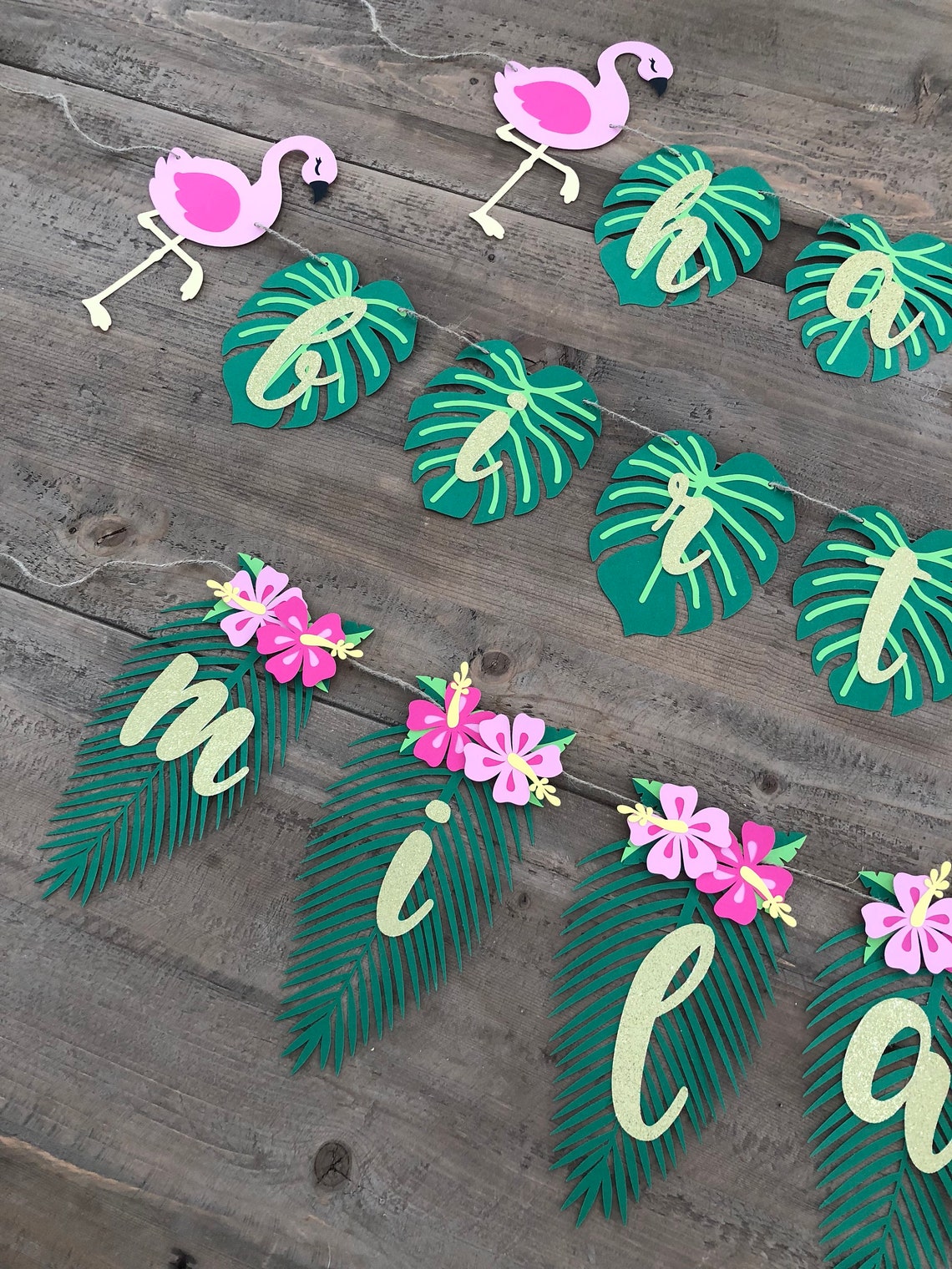 Tropical Birthday Banner, Happy Birthday, Tropical Party Decor ...