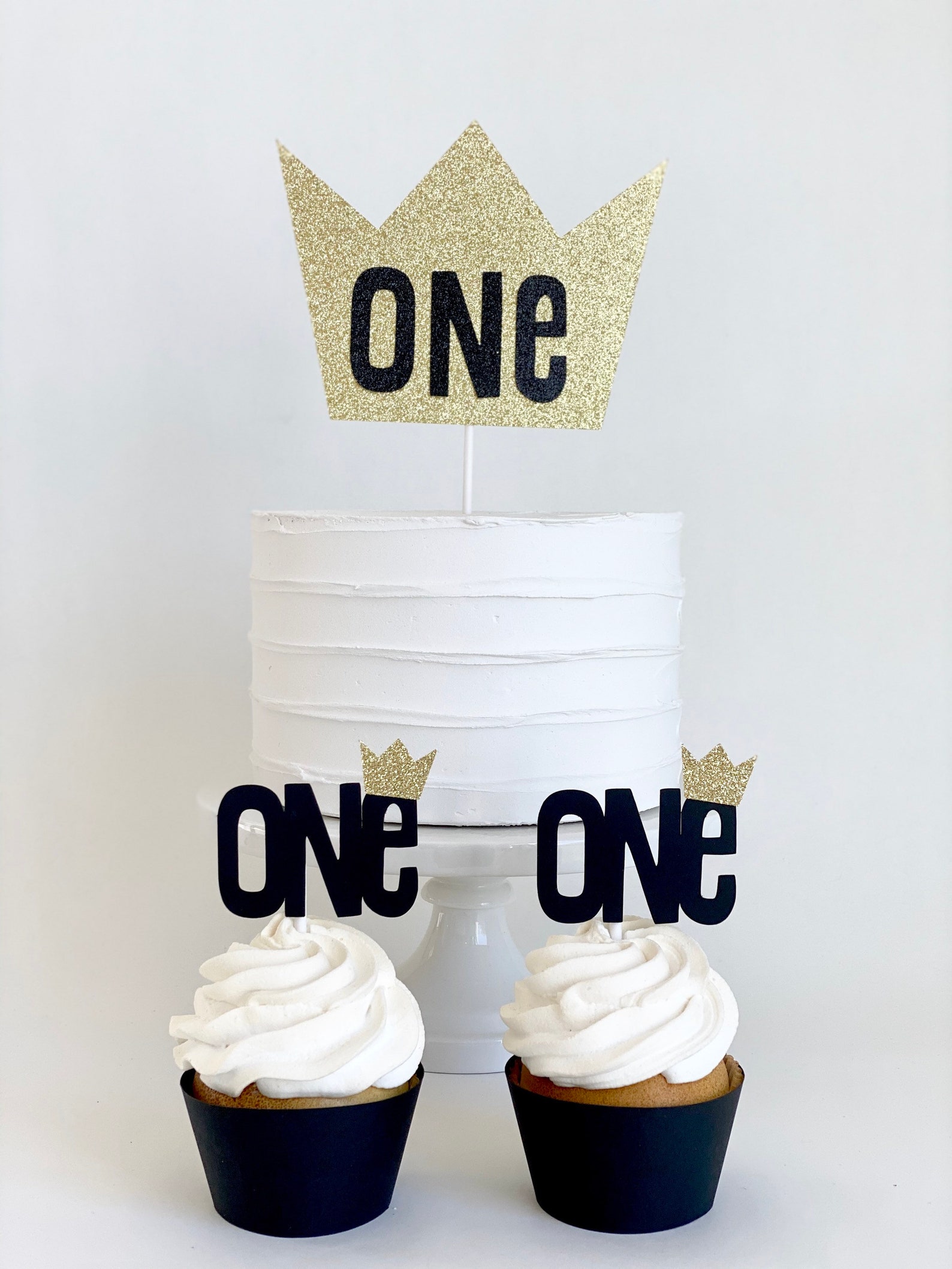 One Cupcake Toppers With Gold Crown for First Birthday, Wild One ...