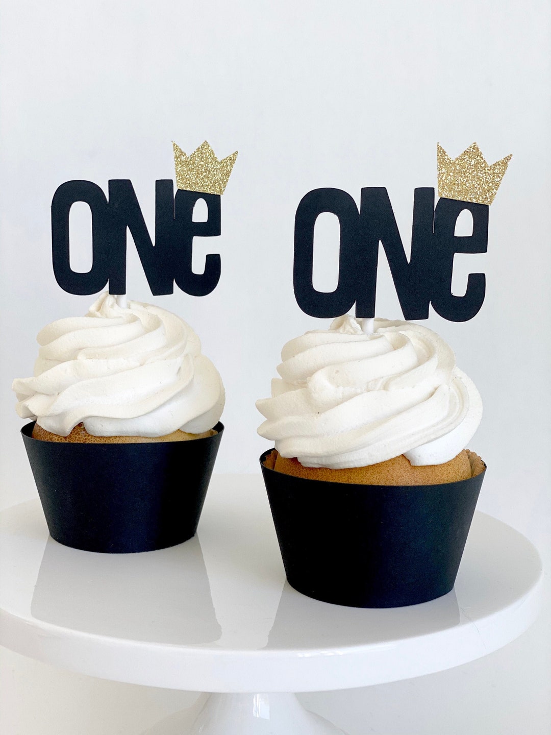 One Cupcake Toppers With Gold Crown for First Birthday, Wild One ...