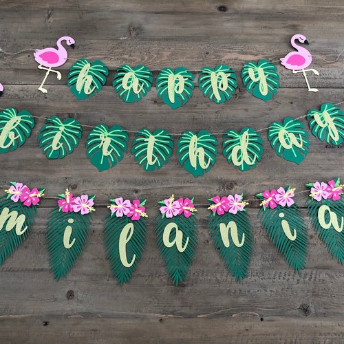 Tropical Birthday Banner Happy Birthday Tropical Party - Etsy