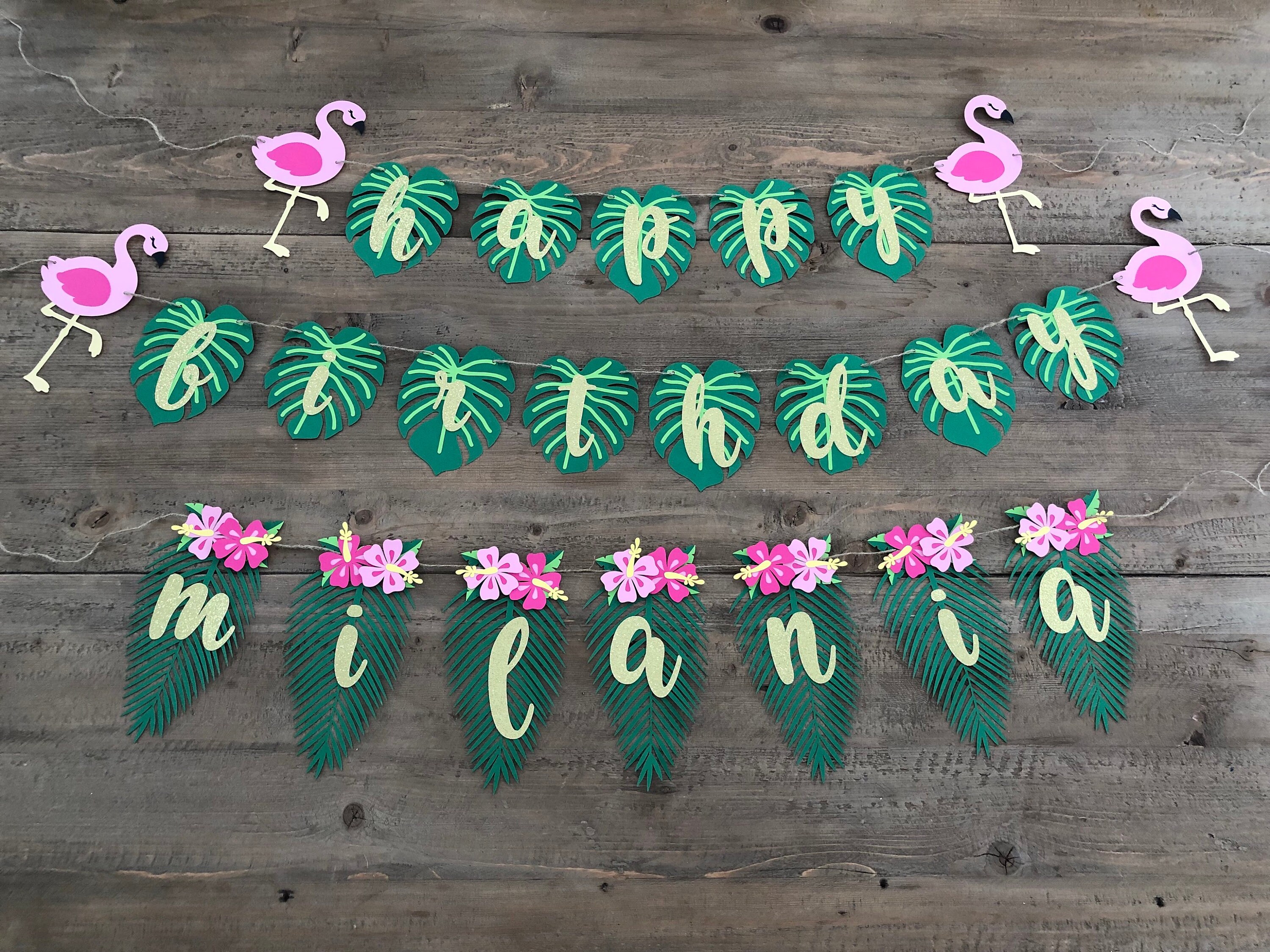 Tropical Birthday Banner, Happy Birthday, Tropical Party Decor ...