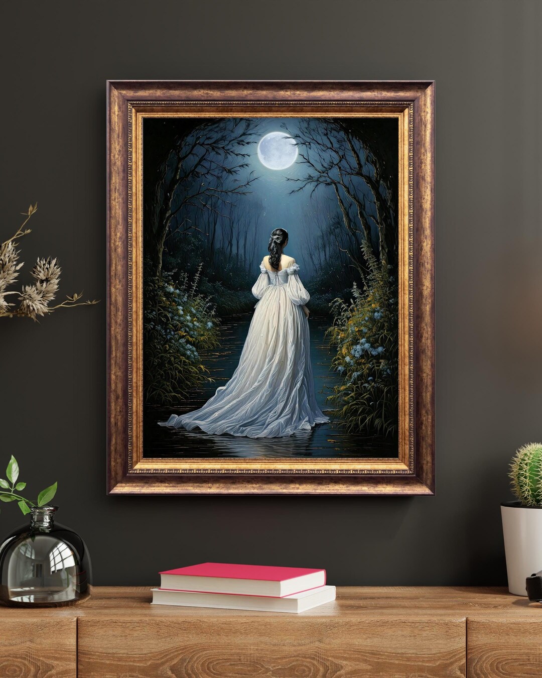 Gothic Romance Art Print, Moonlit Bride, Enchanted Forest Wedding Decor ...
