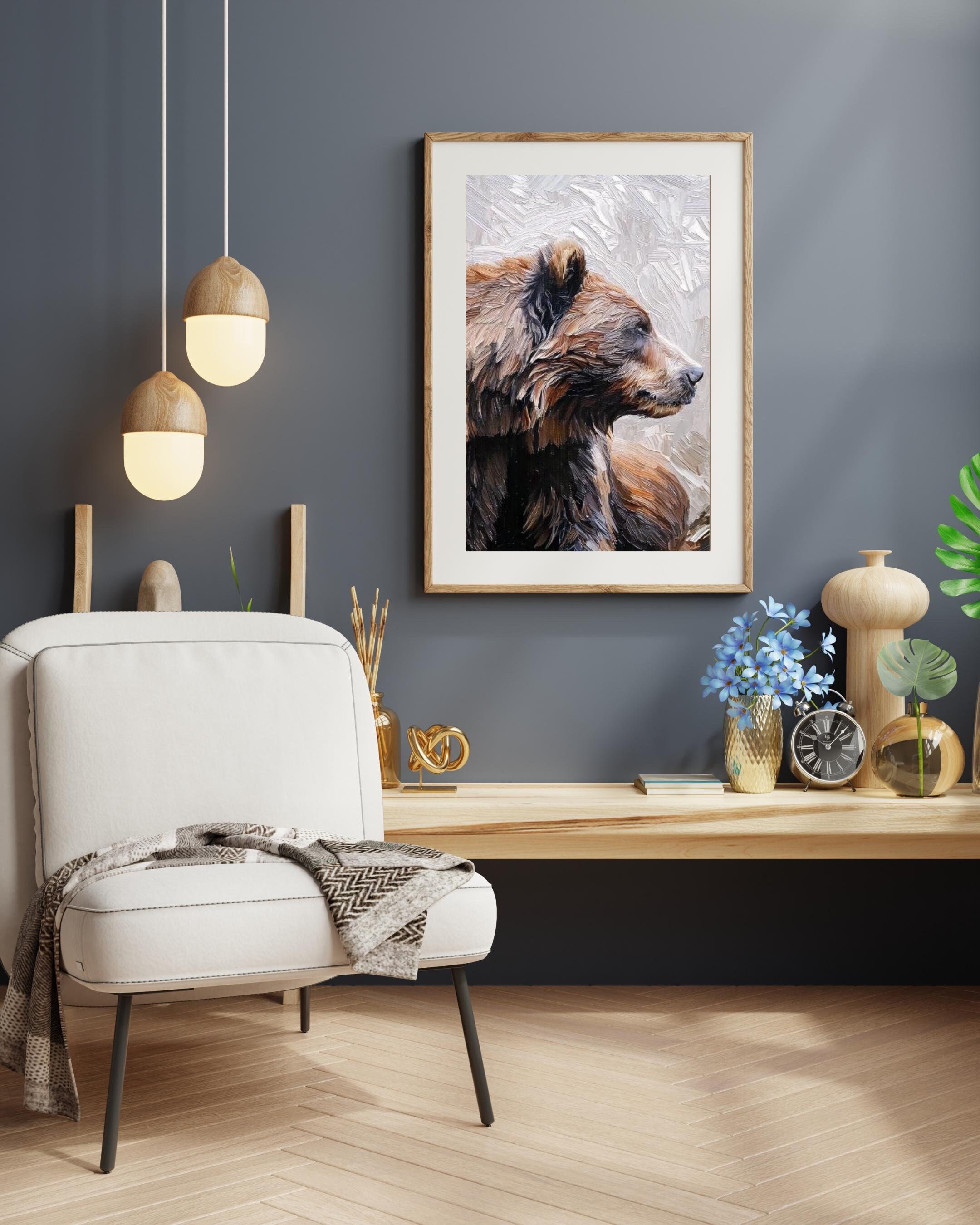 Wildlife Print - Bear Portrait Wall Art, Modern Rustic Animal Art ...